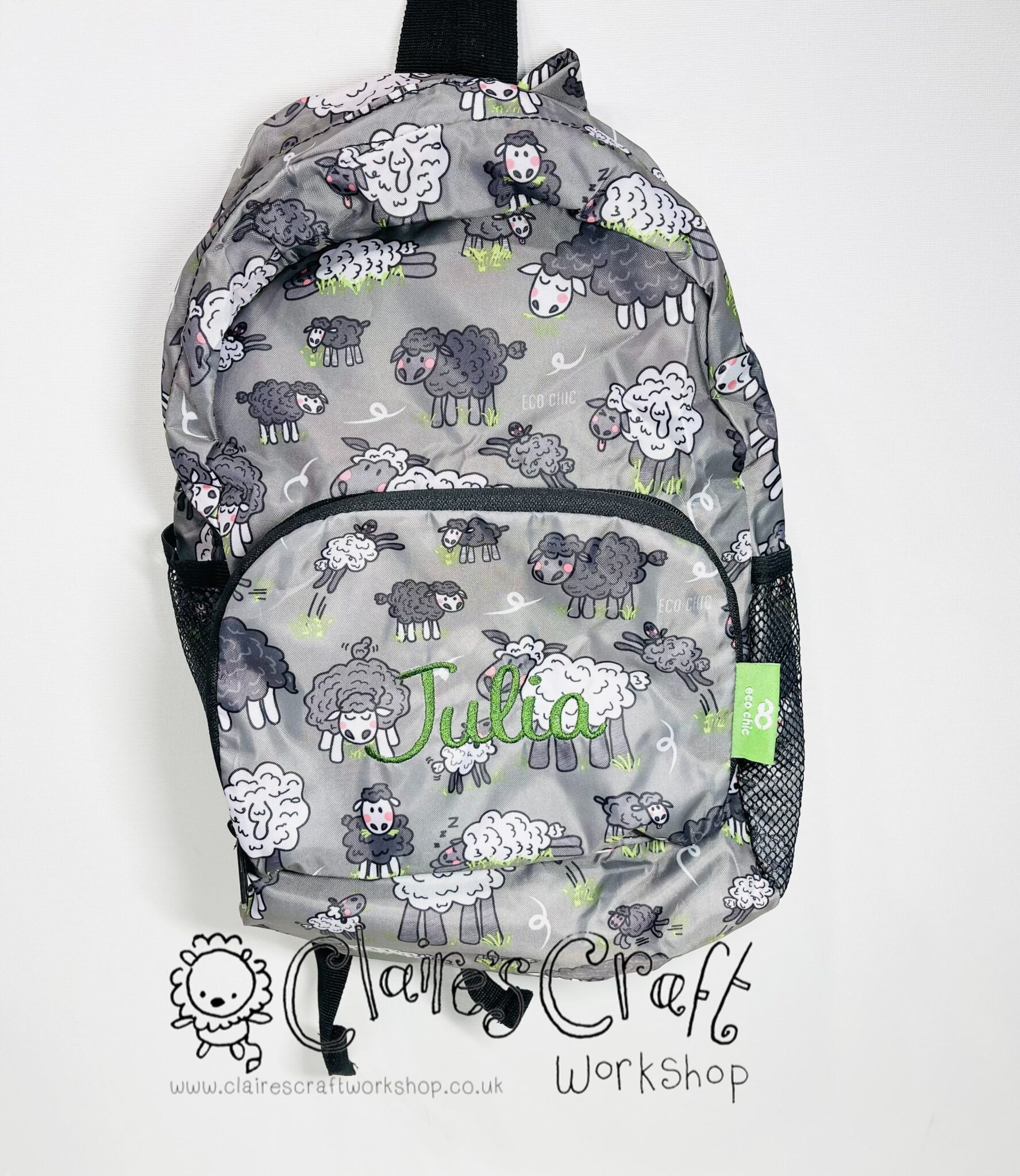 Personalised Grey Sheep Foldable Backpack for children, School Bag ...